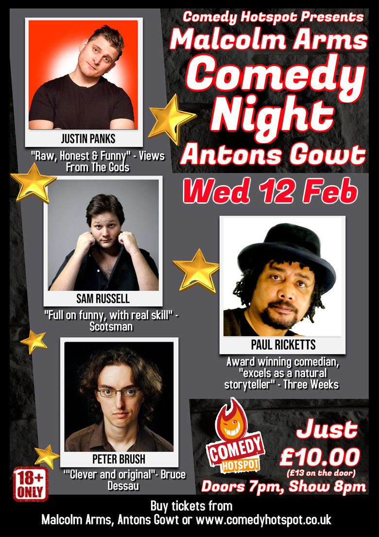 Malcolm Arms Comedy Night | JokePit - The Comedy Box Office