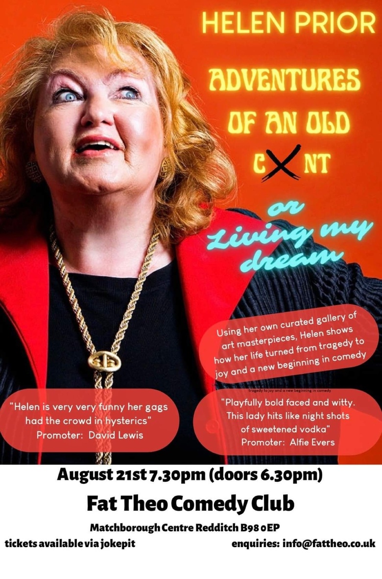 Helen Prior: Adventure’s of an old c*nt. | JokePit - The Comedy Box Office